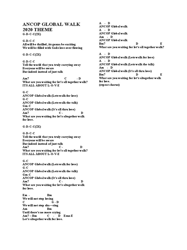 Ancop Global Walk 2020 Theme | PDF