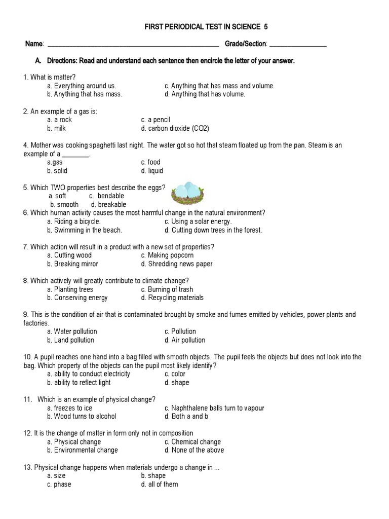 PT - Science 5 - Q1 | PDF | Water | Solid