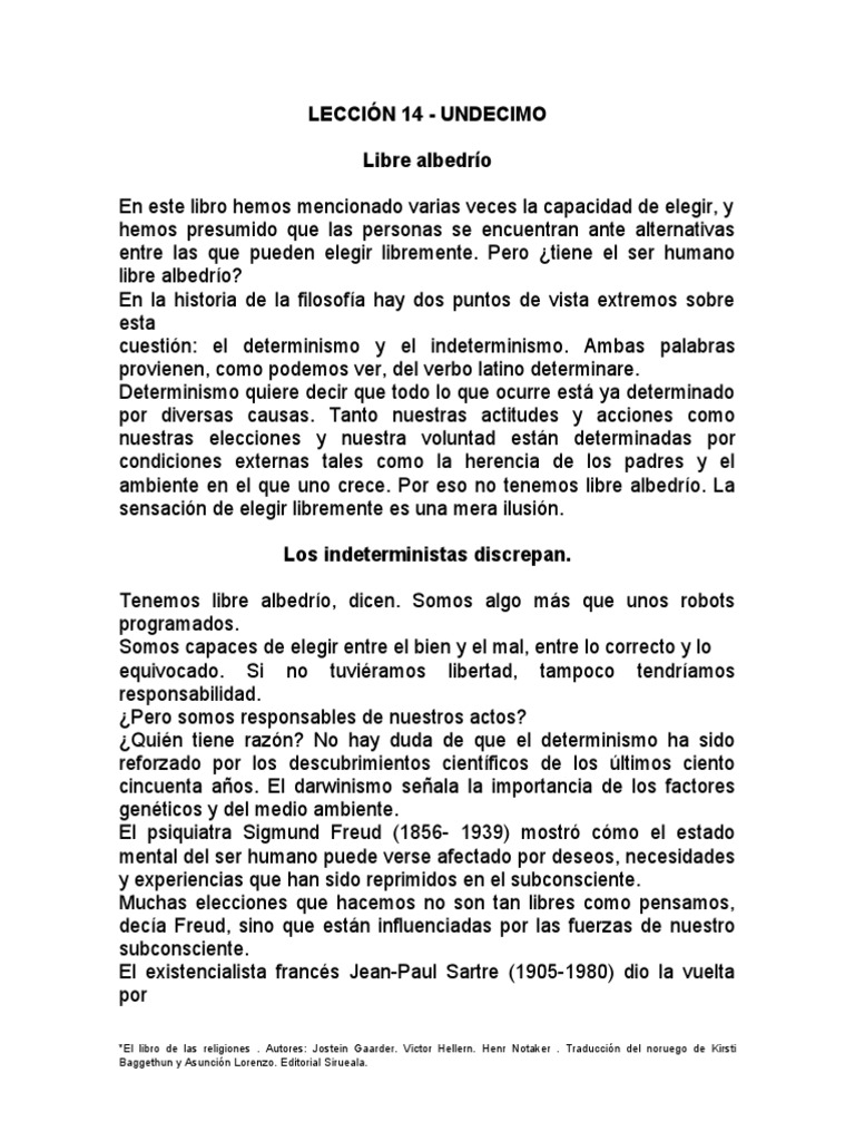 Libre Albedrío | PDF | Libre albedrío | Metafísica