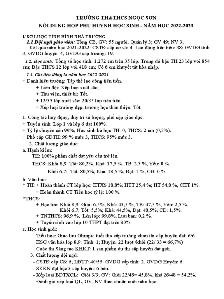 Chuong Trinh Hop Phu Huynh | PDF