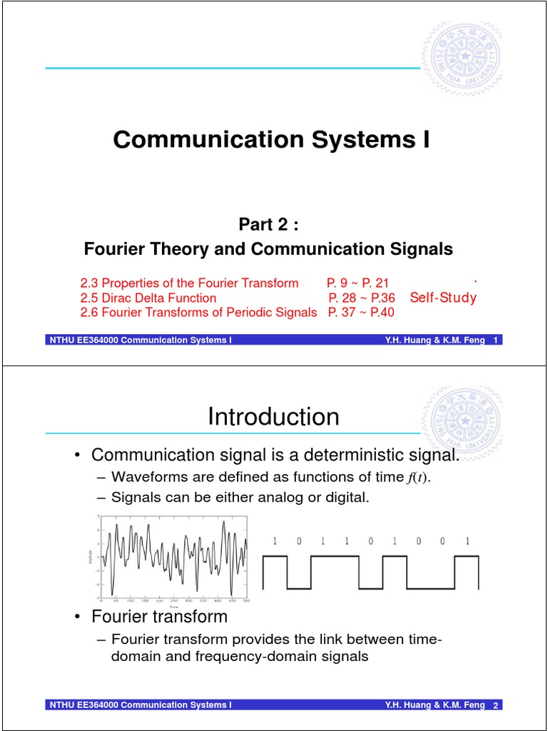 02 Fourier Theory and Communication Signals | PDF | Bandwidth (Signal Processing) | Fourier ...