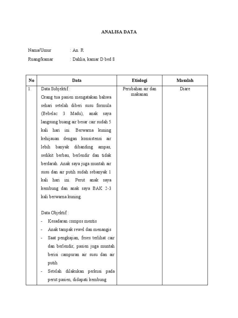 ANALISA DATA DLL Diare Anak Ok | PDF