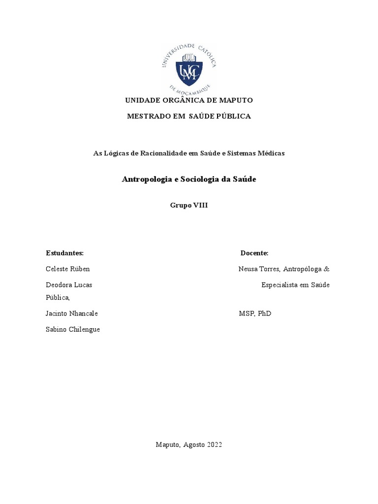 Trabalho de Antrop. e Socio. Da Saude - Grupo VIII | PDF | Conhecimento | Science