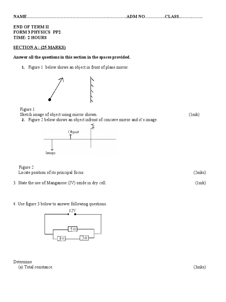 PHYSICS FORM 3 PP2 Teacher - Co - .Ke End Term 2 | PDF | Capacitance ...