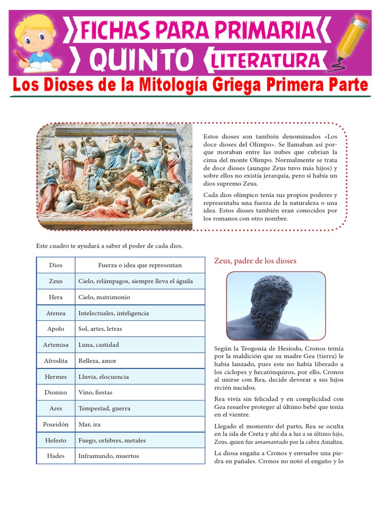 Los Dioses de La Mitología Griega Primera Parte para Quinto Grado de Primaria | PDF | Doce ...