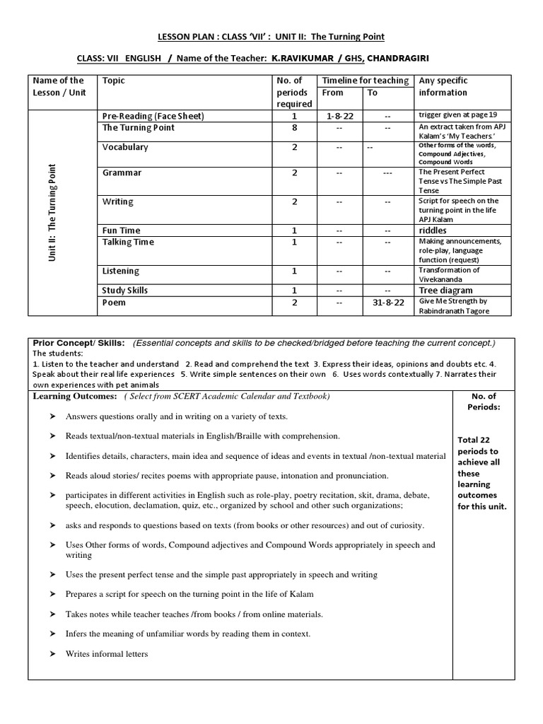 7 Class Unit 2 LP | PDF | Reading Comprehension | Question