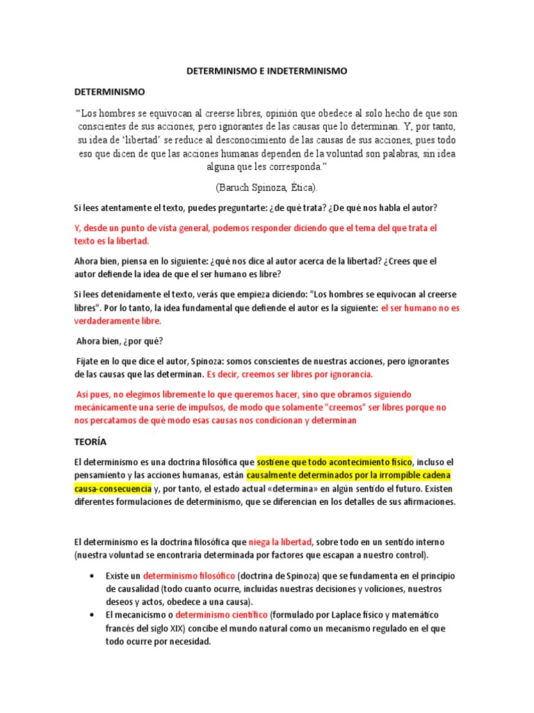 Determinismo e Indeterminismo | PDF | Determinismo | Baruch Spinoza