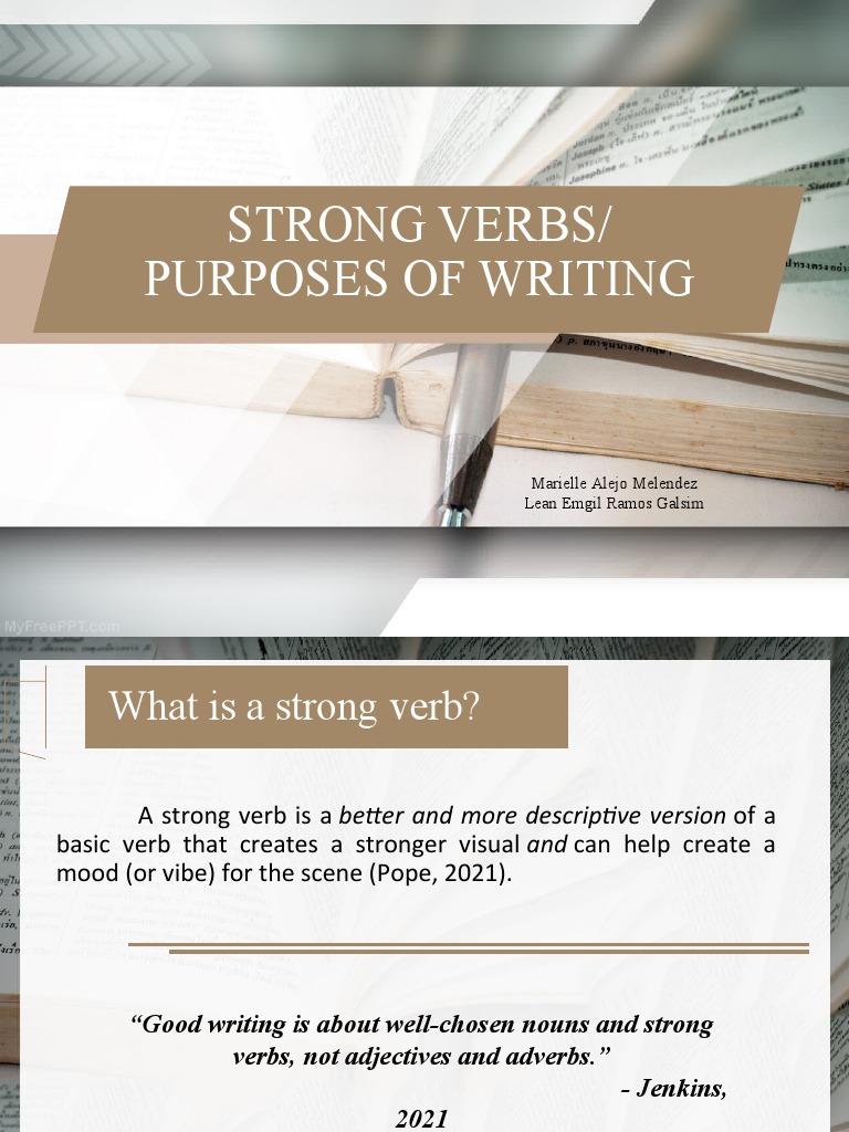 Strong-Verbs-and-Purposes-of-Writing (Lean&marielle) | Download Free ...