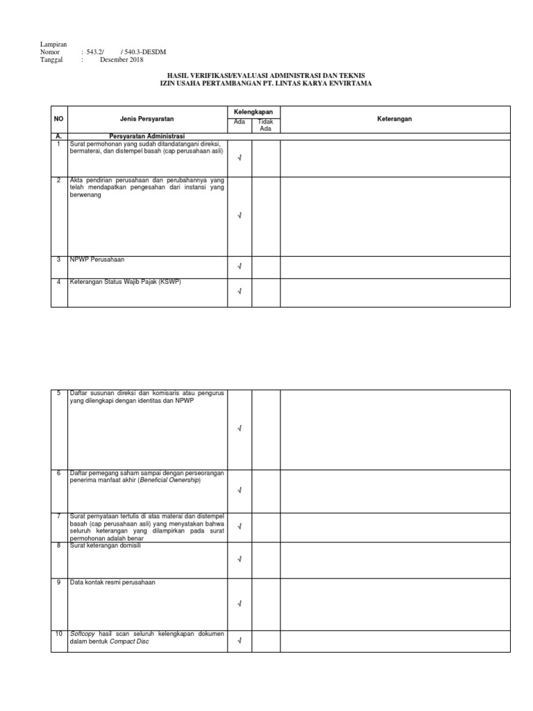 Contoh Lampiran Persyaratan IUJP | PDF
