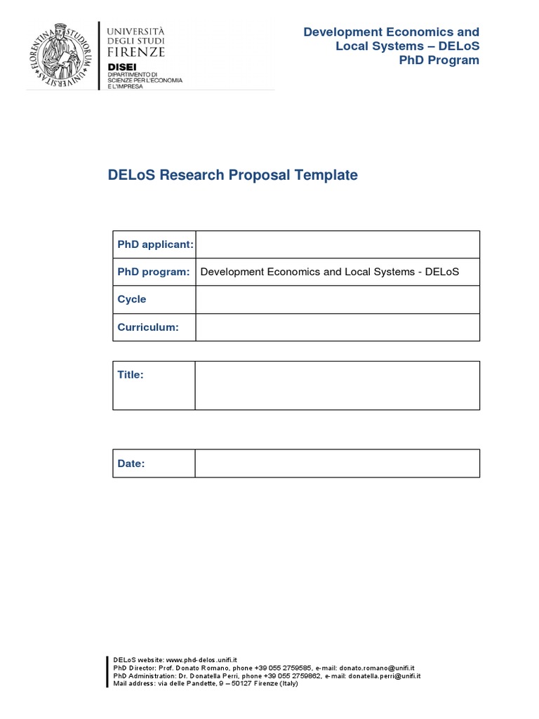 DELoS PhD Research Proposal Guide | PDF | Doctor Of Philosophy | Economics