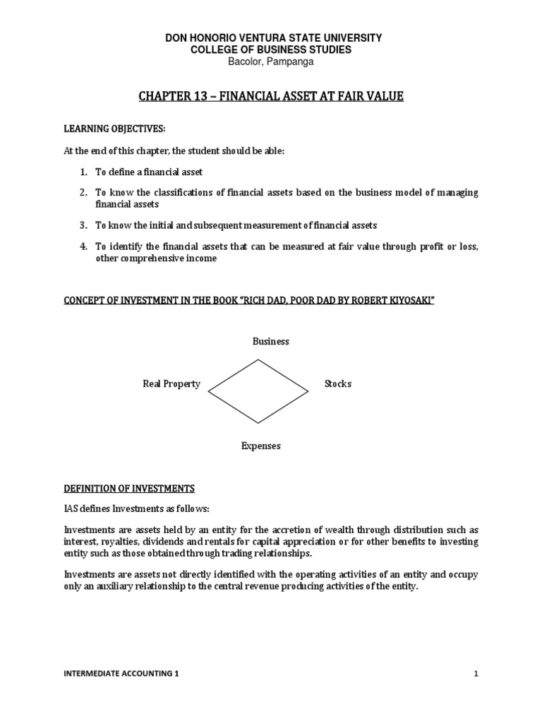 Chapter 13 - Financial Asset at Fair Value | PDF | Securities (Finance) | Fair Value