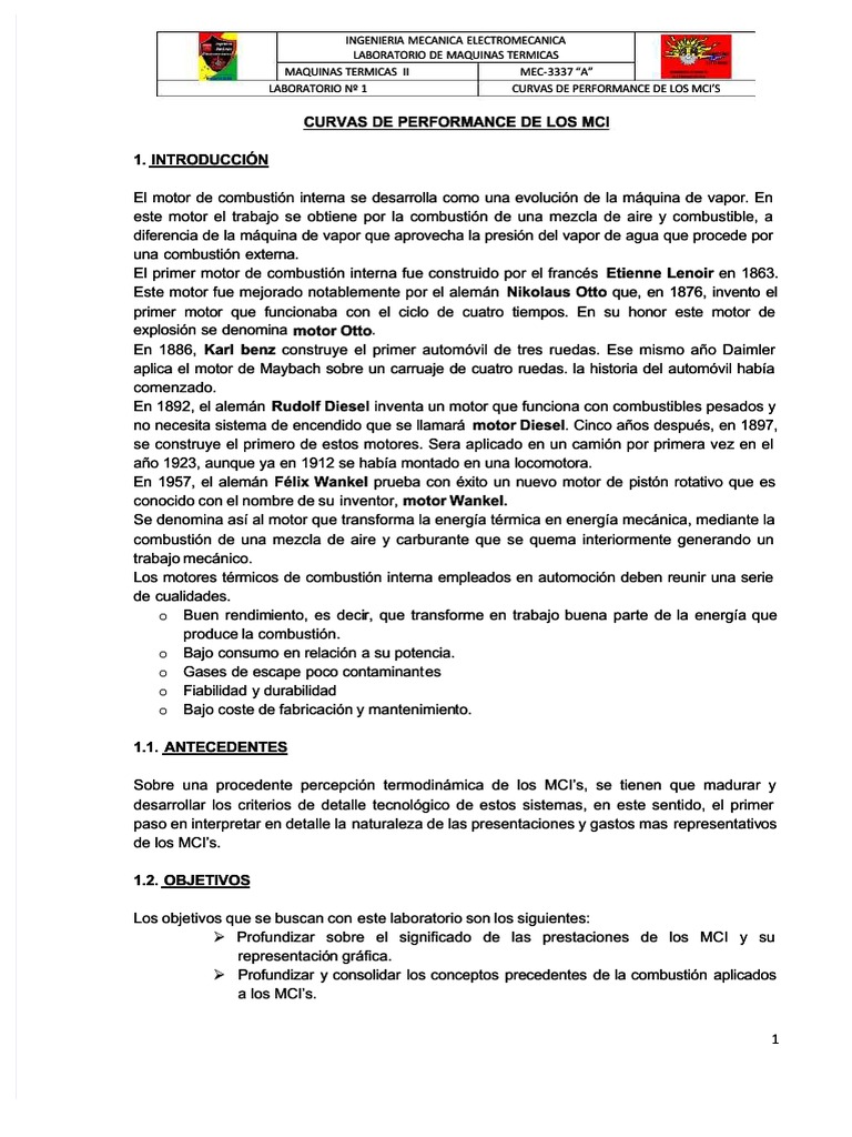 Curvas de Performance en MCI's | PDF | Motor de combustión interna ...