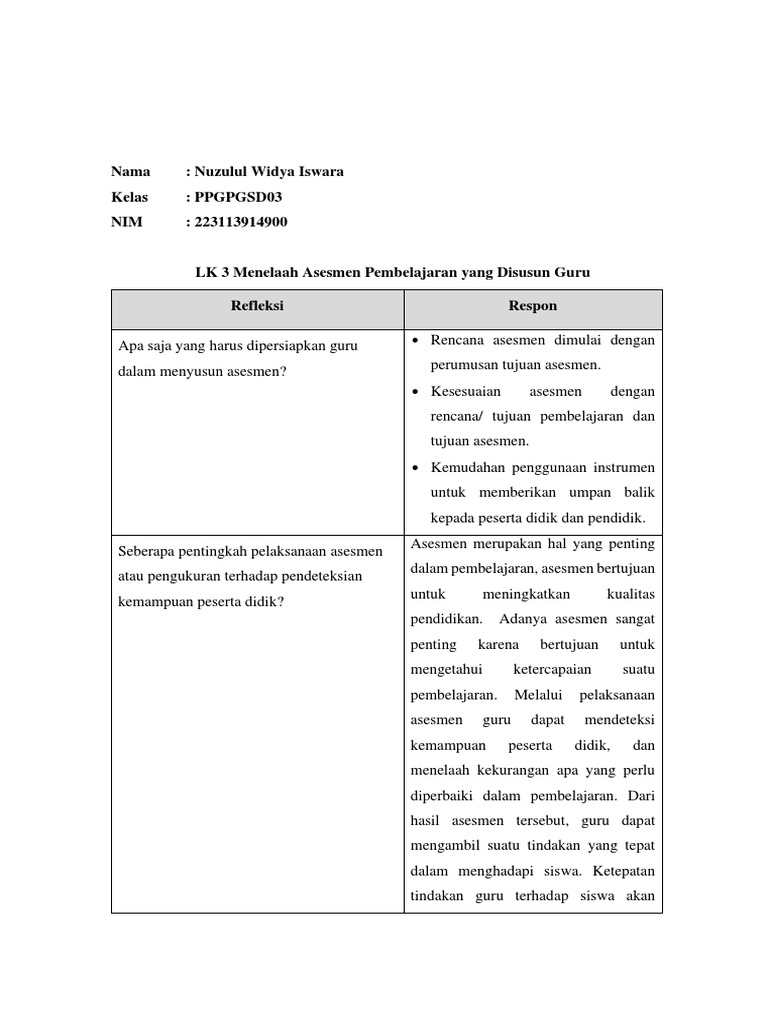 LK 3 - Nuzulul Widya Iswara - 223113914900 | PDF