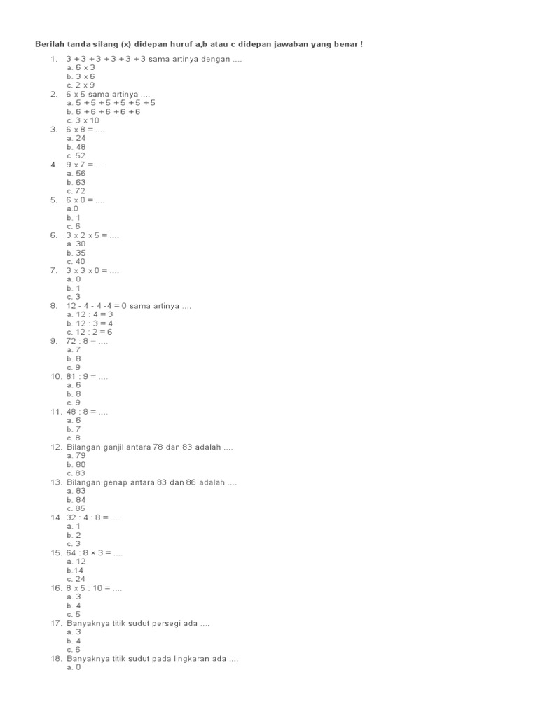 Kmpulan Soal Matematika Klas 2 | PDF