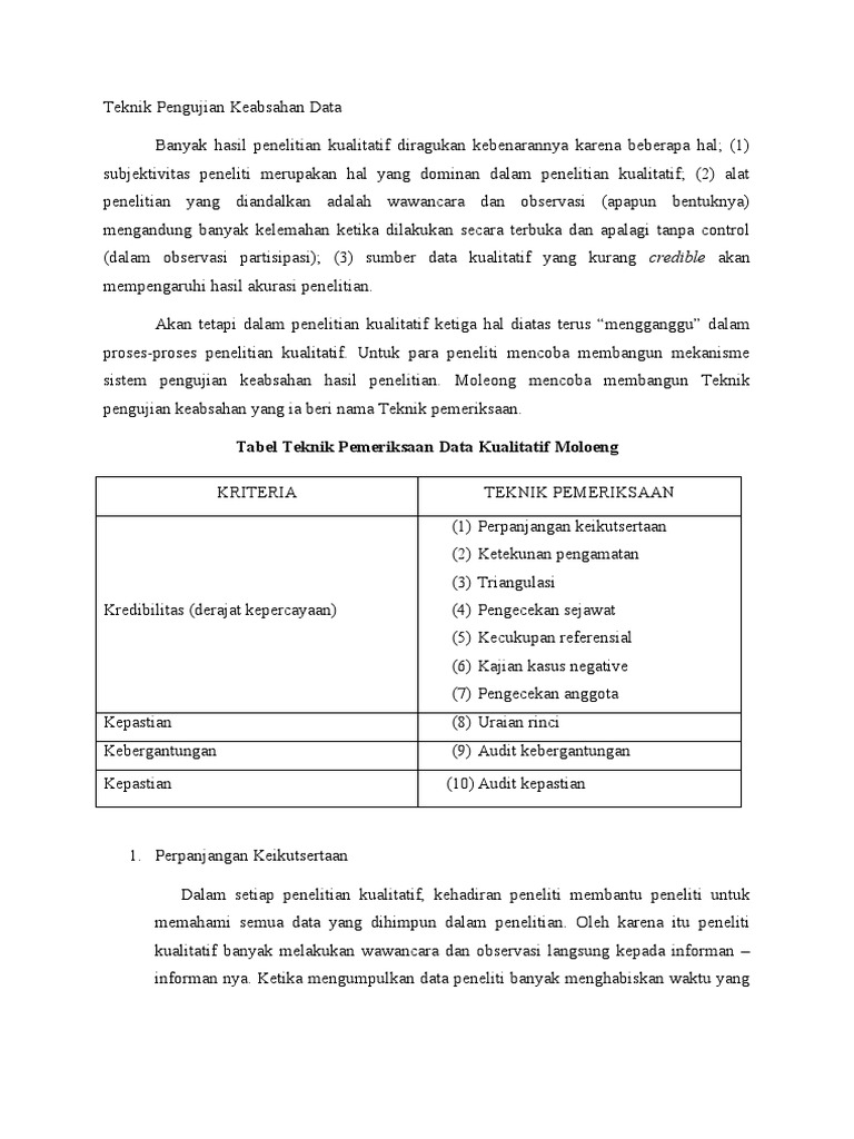 Teknik Pengujian Keabsahan Data | PDF