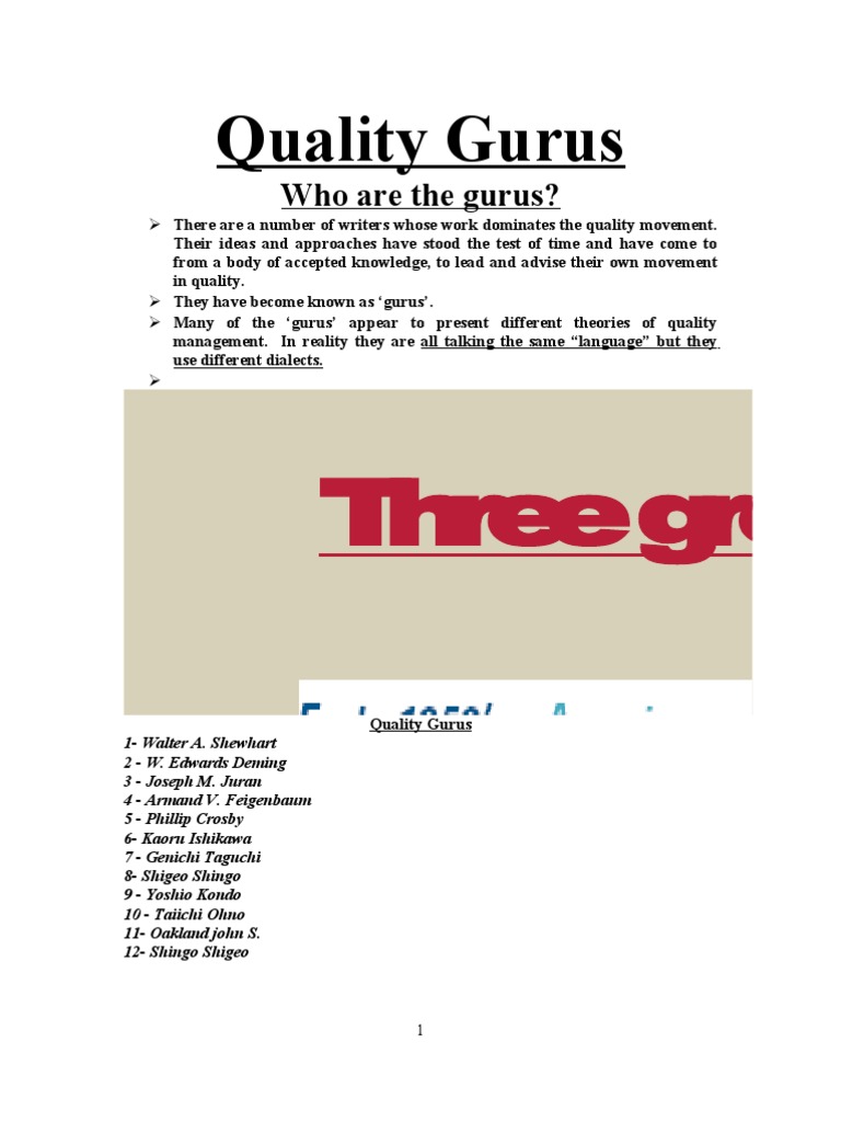 Quality Gurus | PDF | Quality Management | Quality (Business)
