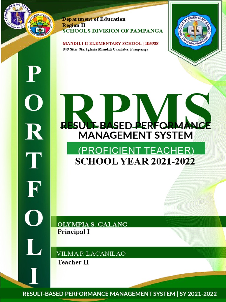 VPL Rpms Portfolio 2021 2022 Mand2es | PDF | Learning | Teachers