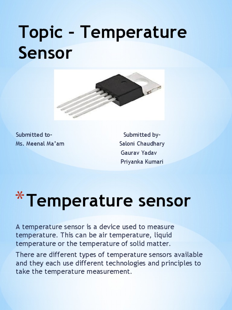 Topic - Temperature Sensor | PDF | Thermocouple | Electrical Resistance And Conductance
