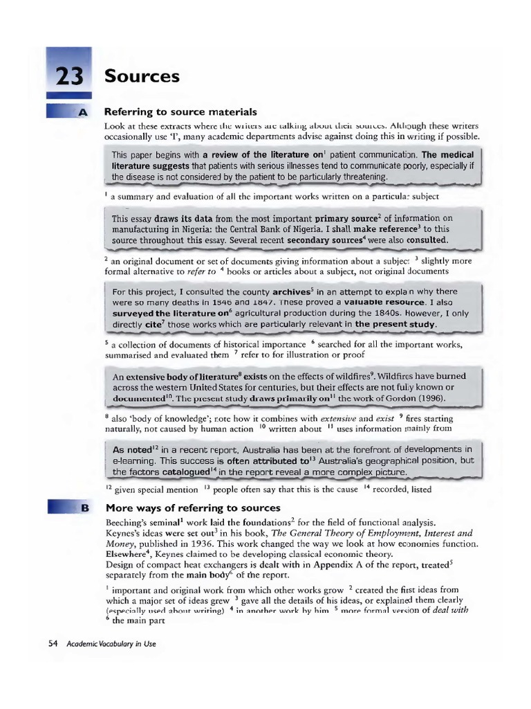 Sources (Academic Vocabulary) | PDF