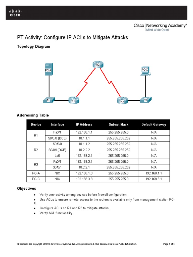 Session1e PTActA ACL | PDF | Router (Computing) | Internet Protocols