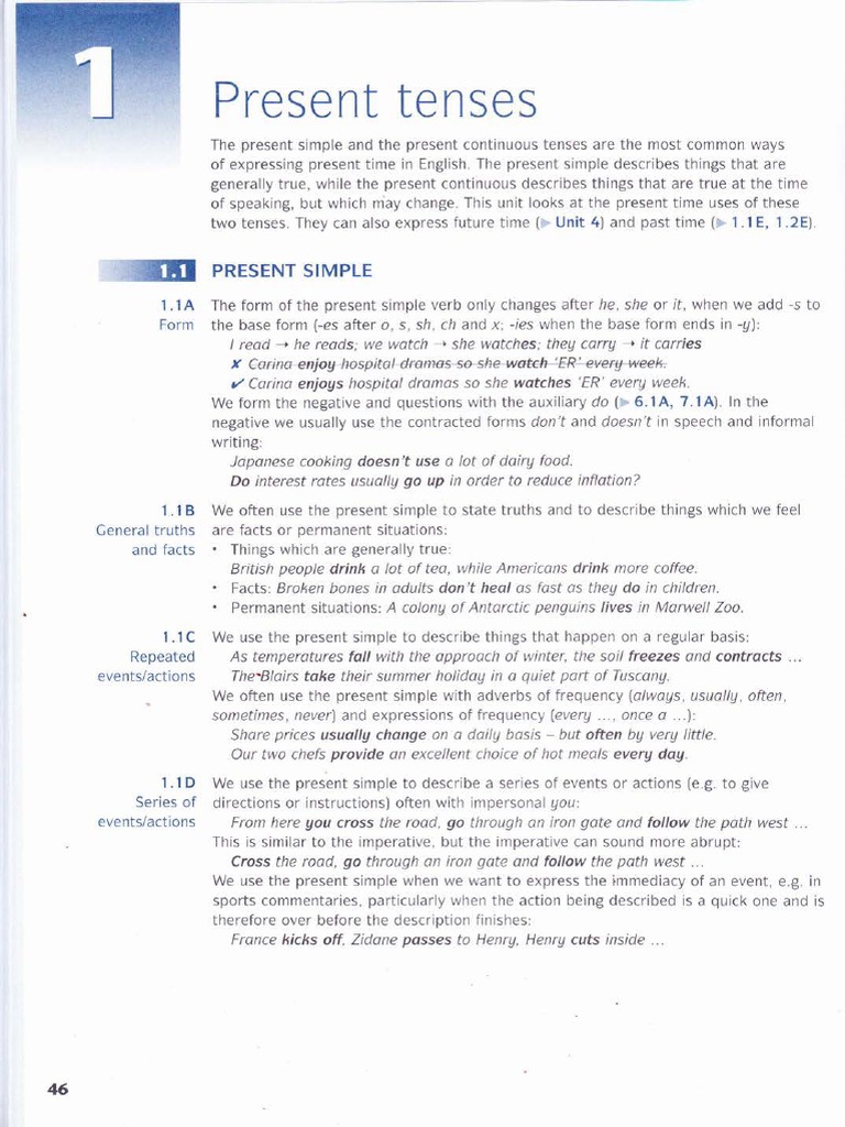 AGP (W1) - Self-Study I - Present Tenses | PDF | Senses
