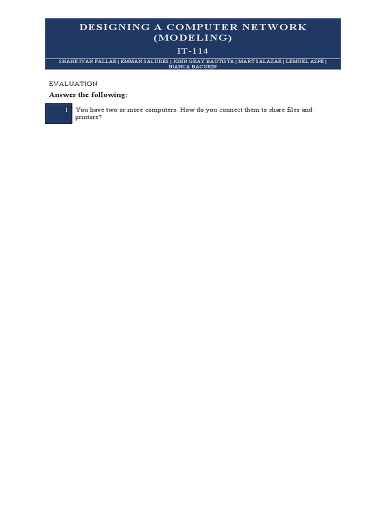 DESIGNING A COMPUTER NETWORK Group 2 | PDF | Network Topology ...