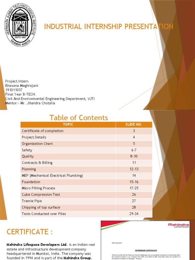 Industrial Internship Presentation 1 | PDF | Deep Foundation ...