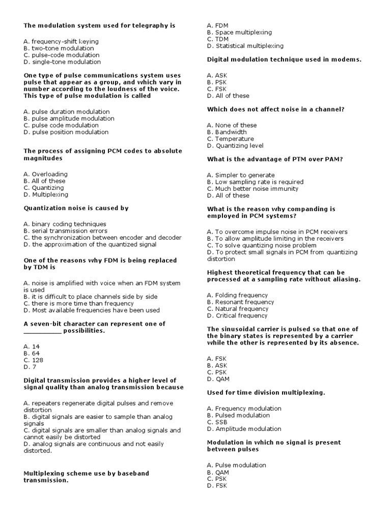 Comms 2 Pinoybix Reviewer - Midterm - Practice | PDF | Modulation | Analog To Digital Converter