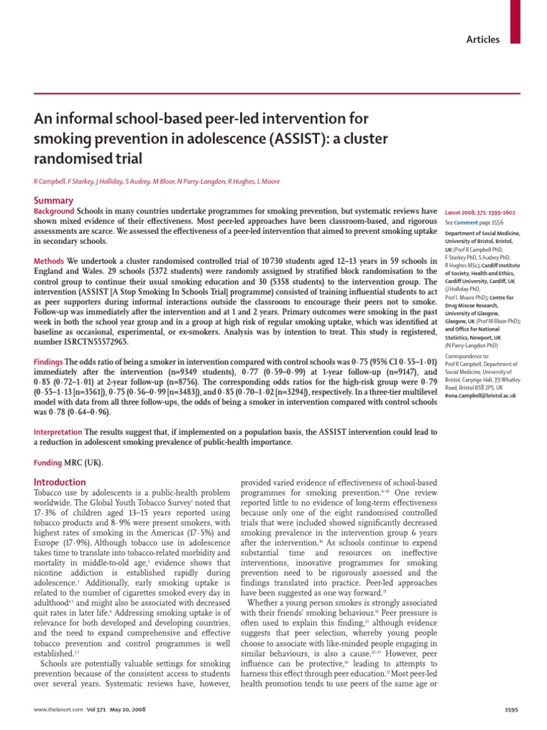Lancet - Prevention Smoking | PDF | Sampling (Statistics) | Preventive ...