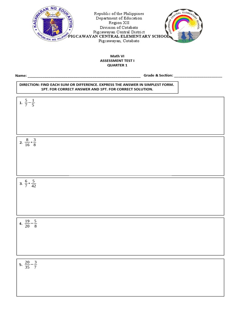 1ST Quarter - 1ST Assessment | PDF