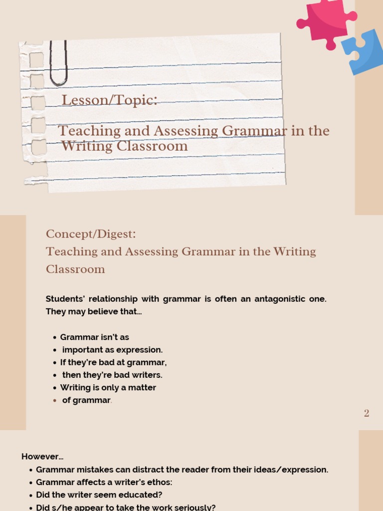 Teaching Grammar in Writing Classrooms | PDF