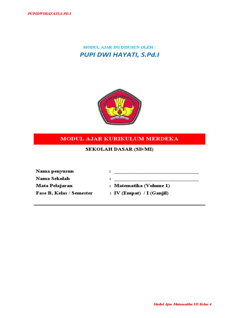 Modul Ajar MTK Unit 1 Kelas 4 Semester 1 | PDF Modul Ajar MTK Unit 1 Kelas 4 Semester 1 | PDF