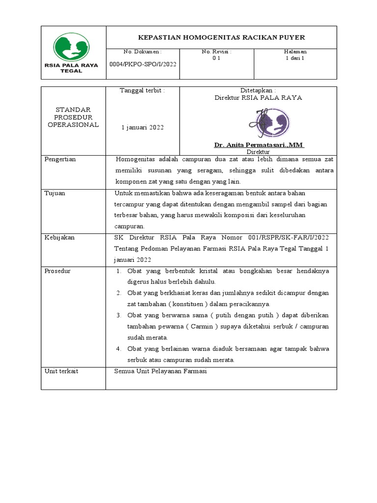 Spo Memastikan Homogenitas Racikan Puyer | PDF