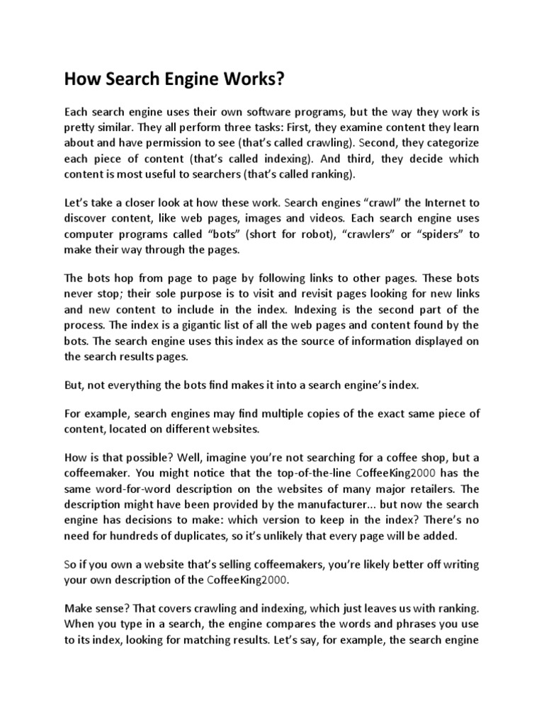 How Search Engine Works | PDF | Search Engine Indexing | Websites