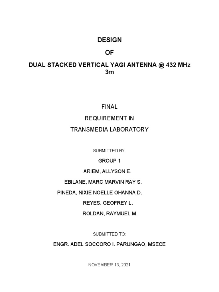 Dual Stack Yagi-Uda Antenna GR-1 | PDF