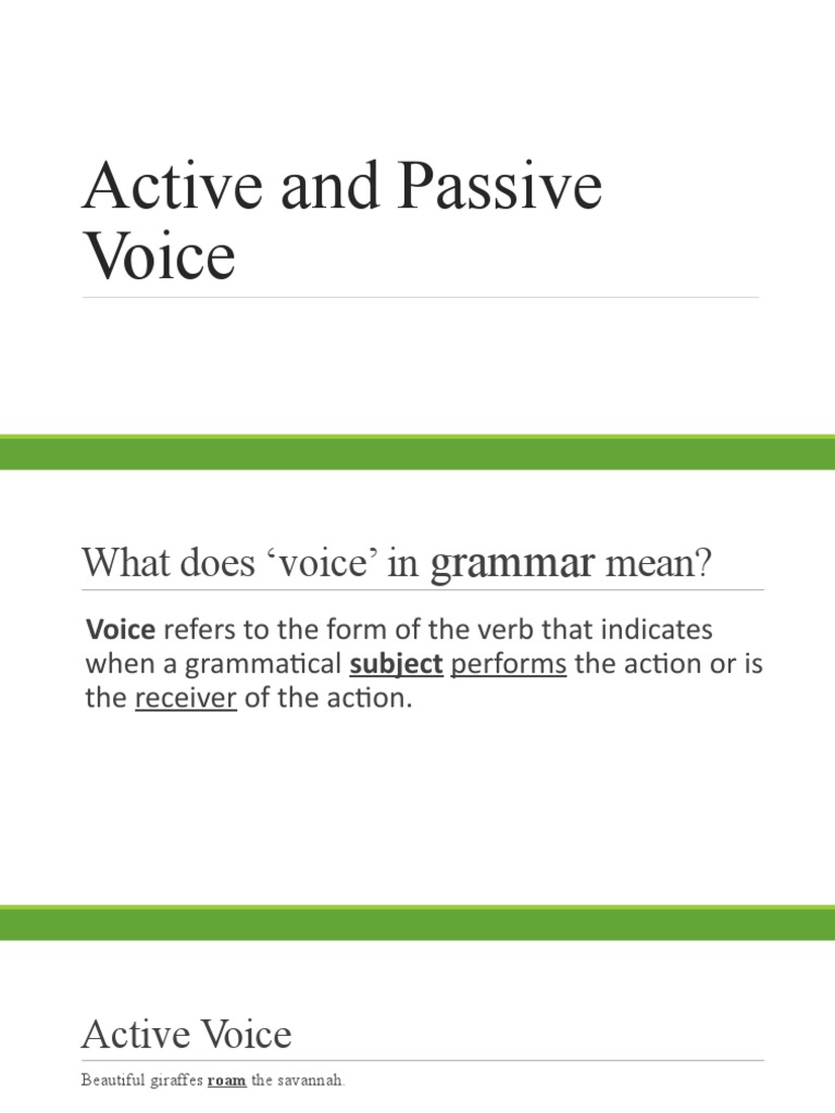 Understanding Active and Passive Voice | PDF | Verb | Perfect (Grammar)
