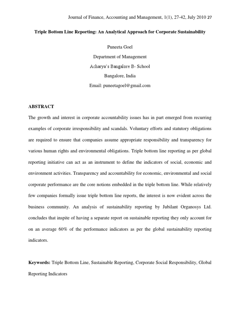 Triple Bottom Line in Corporate Reporting | PDF | Business