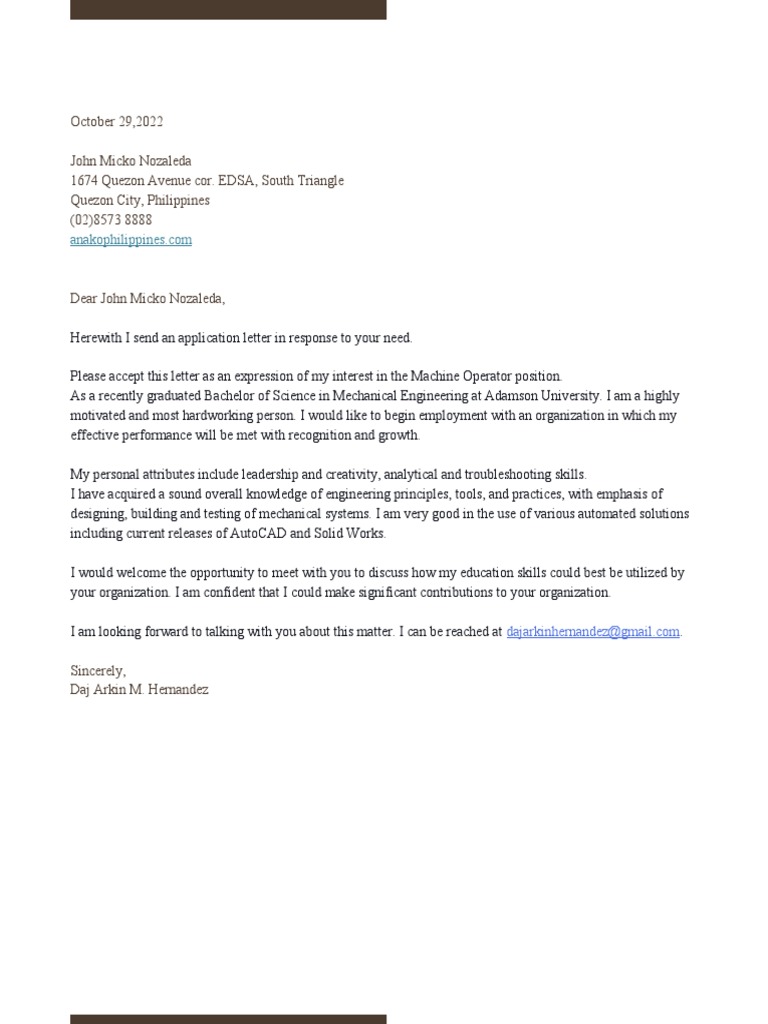 Hernandez - Application Letter | PDF