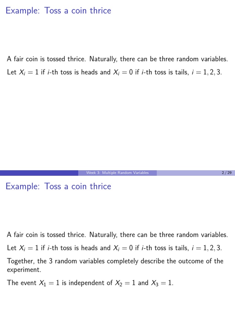 Analysis of Random Variables Describing the Outcome of Coin Toss Experiments and Generation of ...
