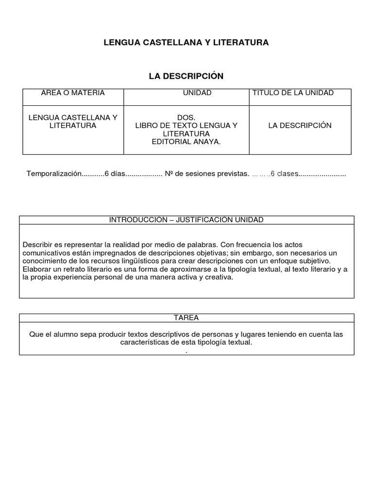 Tipos de Descripción en Lengua Castellana | PDF | Evaluación | Aprendizaje