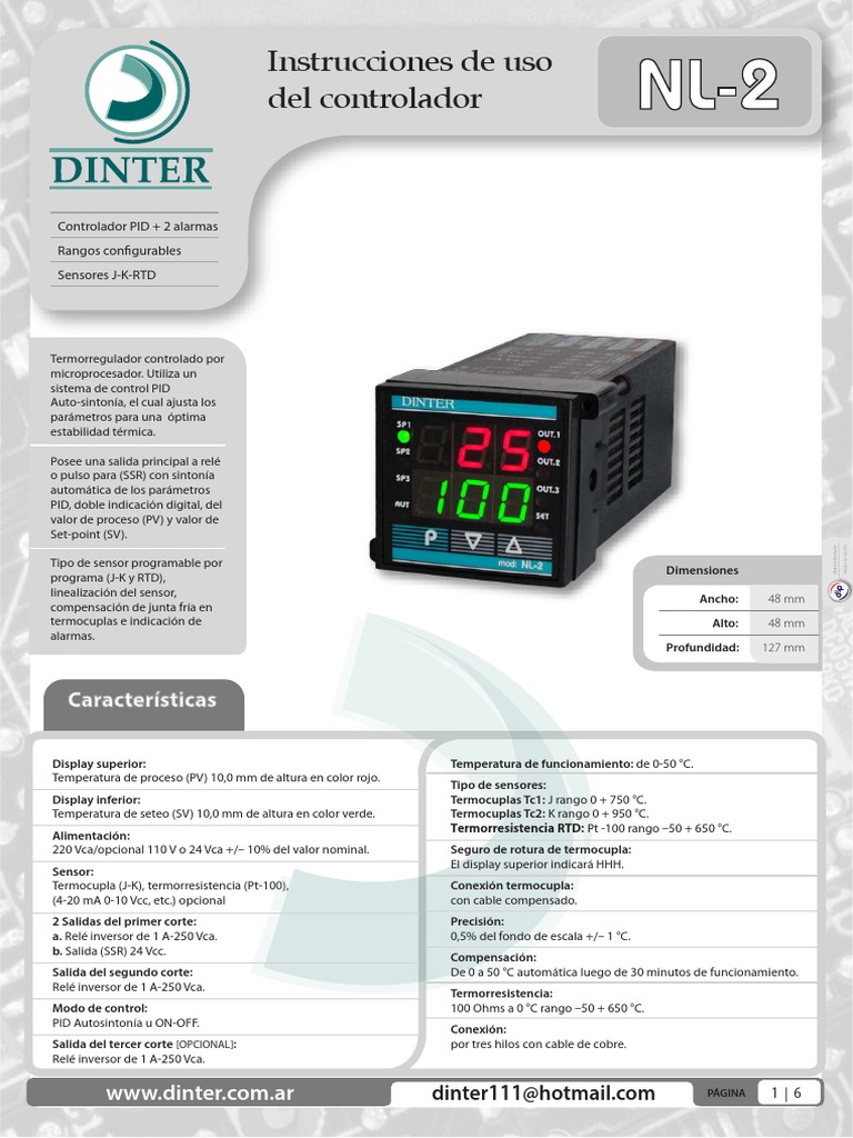 nl2 Instrucciones 2022 | PDF | Par termoeléctrico | Histéresis
