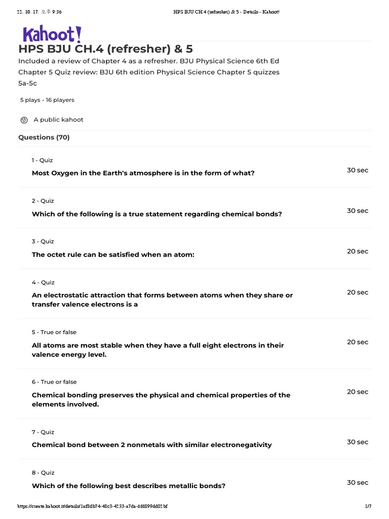 BJU Physical Science Chapter 4 & 5 Review | PDF | Chemical Bond | Ionic ...