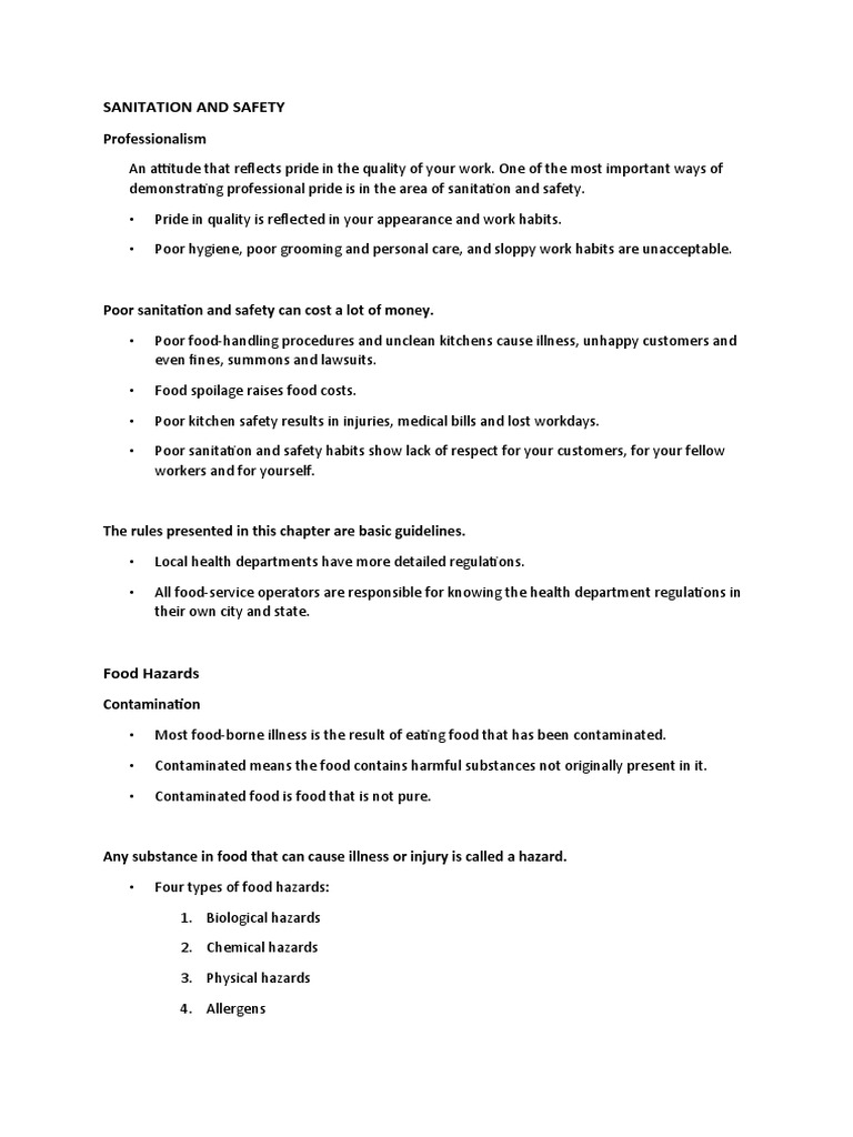 Sanitation and Safety | PDF | Bacteria | Foods