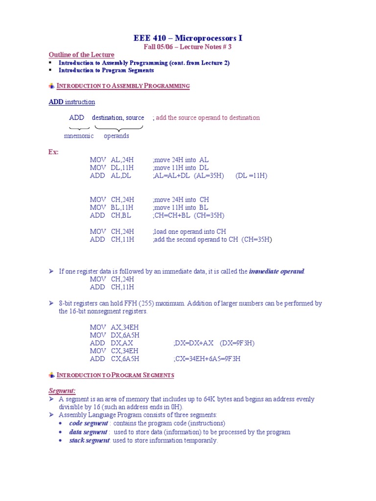 Microprocessor Lecture3 | Download Free PDF | Electronic Engineering | Computer Engineering