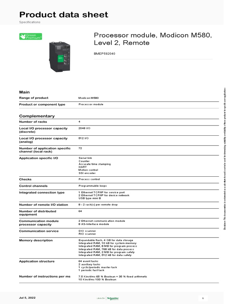 Modicon M580 - BMEP582040 | PDF | Random Access Memory | Input/Output