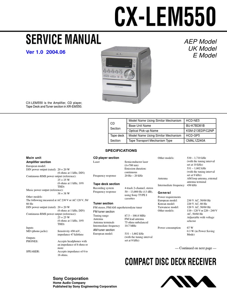 Aiwa Cx-Lem550 (Xr-Em550) | PDF | Soldering | Electrical Impedance