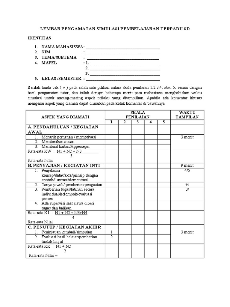 Lembar Pengamatan Simulasi | PDF