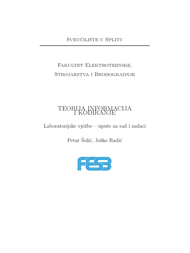 Teorija Informacija I Kodiranje: Sveučilište U Splitu | PDF