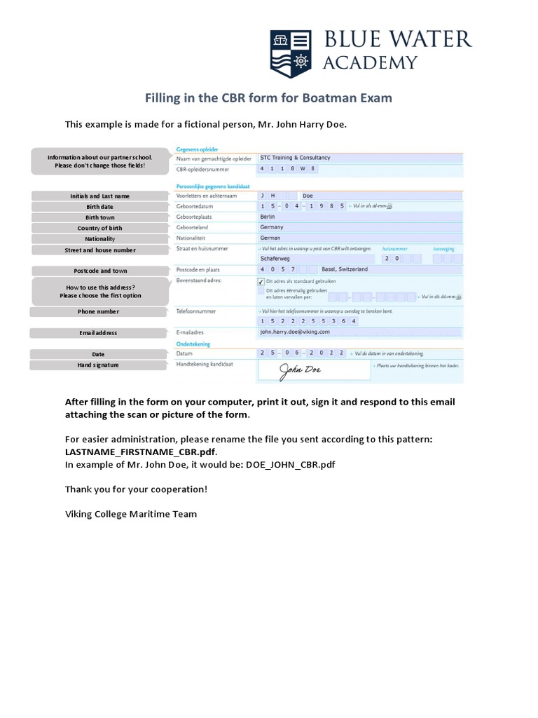 CBR Form Instructions | PDF