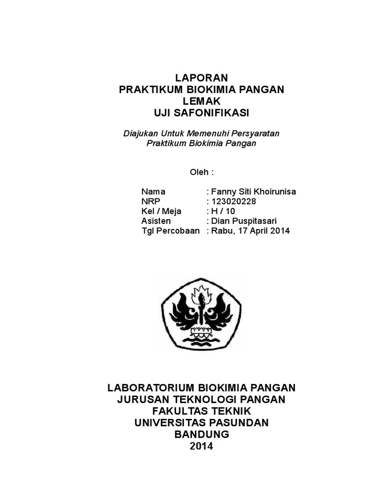 Laporan Praktikum Biokimia Pangan Lemak Uji Safonifikasi - Compress | PDF Laporan Praktikum Biokimia Pangan Lemak Uji Safonifikasi - Compress | PDF